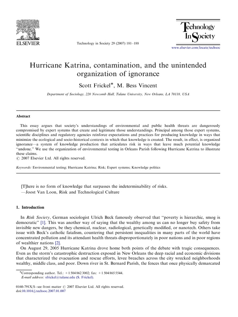 Hurricane Katrina Contamination and The | PDF | Type I And Type Ii ...