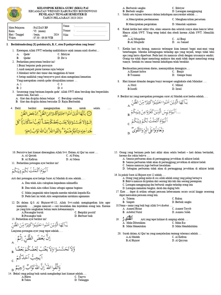 STS Pai KLS 6 2024 | PDF