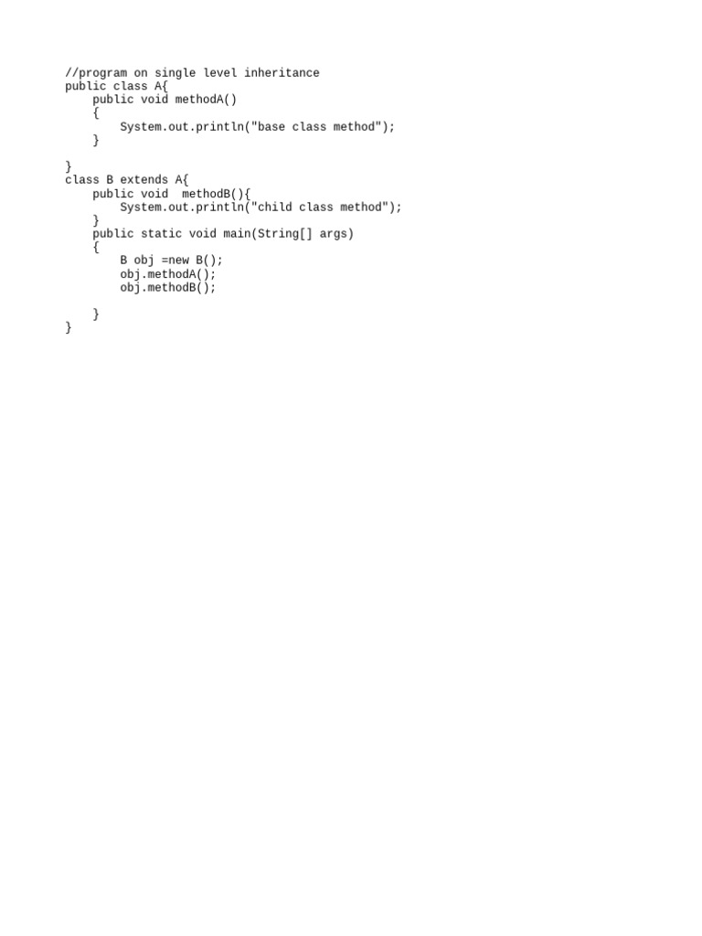 Single Level Inheritance | PDF Single Level Inheritance | PDF