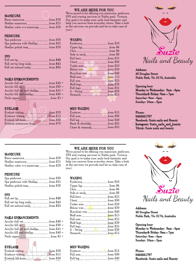Suzie Nails & Beauty Price List | PDF | Beauty