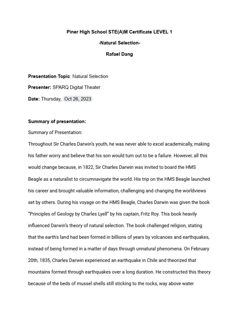 stem level 1 1 | PDF | Charles Darwin | Natural Selection stem level 1 1 | PDF | Charles Darwin | Natural Selection