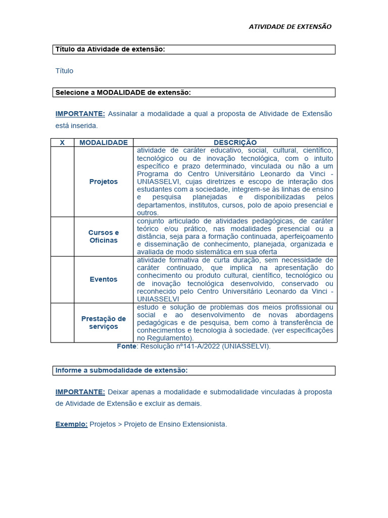 Atividade de Extensão - Template | PDF | Sustentabilidade ...