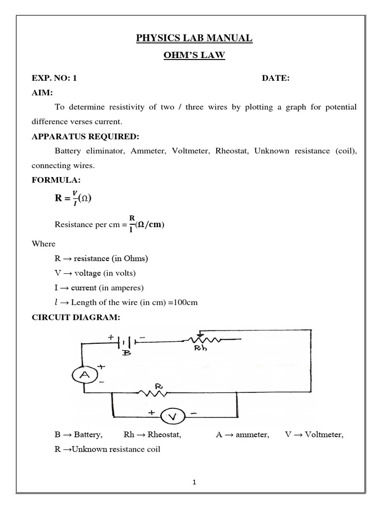 Physics Lab | Download Free PDF | Electronic Circuits | Electrical Resistance And Conductance