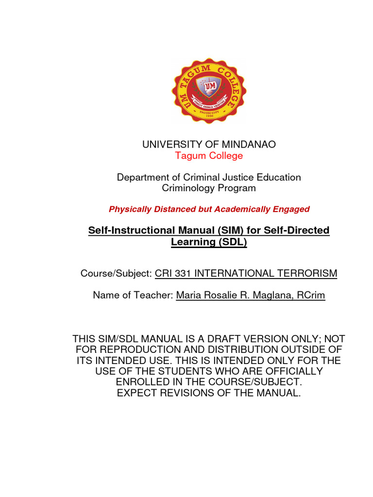 Cri 311 International Terrorism Week 1 3. | PDF | Extremism | Violence