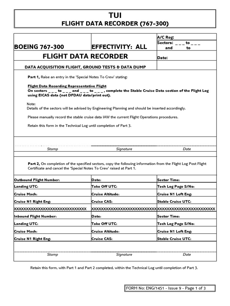 Boeing 767-300 FDR Procedure Guide | PDF | Aviation Safety | Aircraft