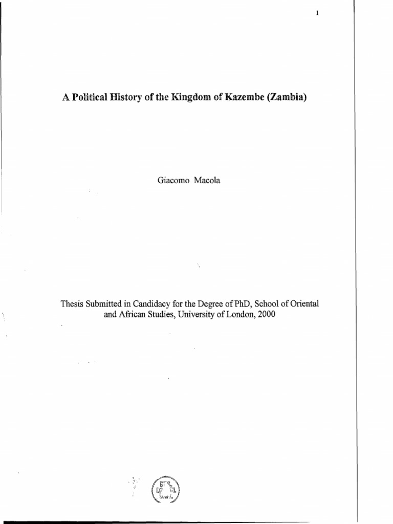 A Political History of The Kingdom of Kazembe (Zambia) : Giacomo Macola ...