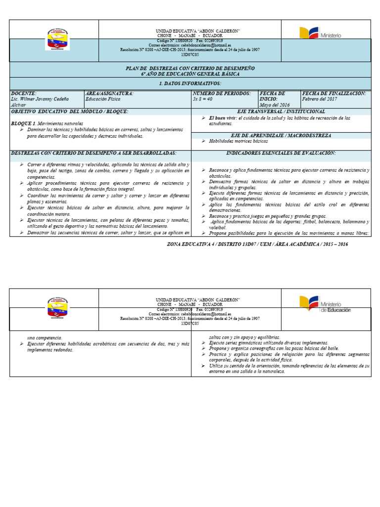 6ºto AÑO PLAN DE BLOQUE Ef | PDF | Evaluación | Maestros