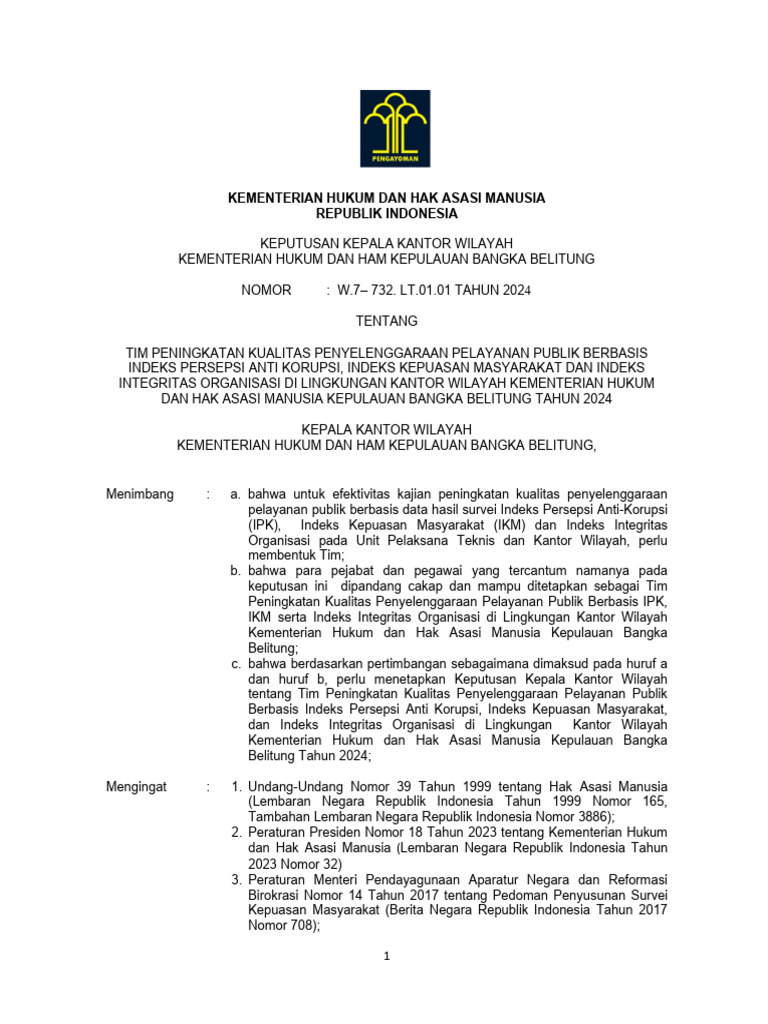 SK Tim IPK IKM Tahun 2024 | PDF | Ilmu Sosial | Hukum
