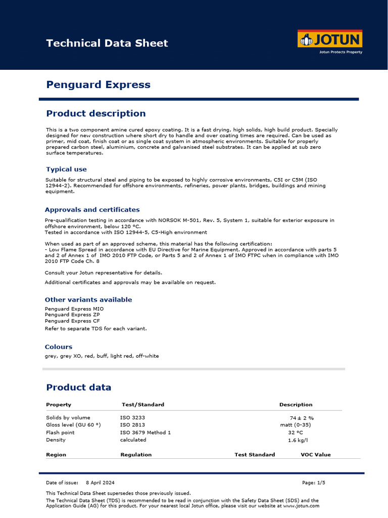 Penguard Express Technical Data Sheet | PDF | Abrasive | Epoxy