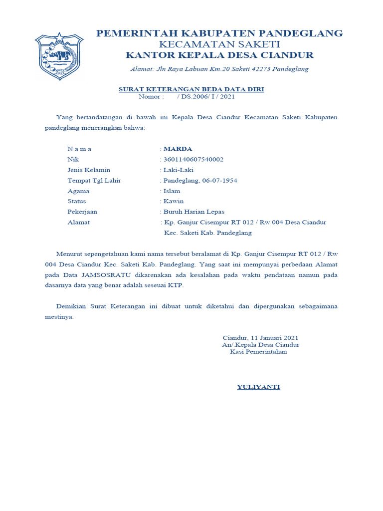 Beda Data Diri | PDF