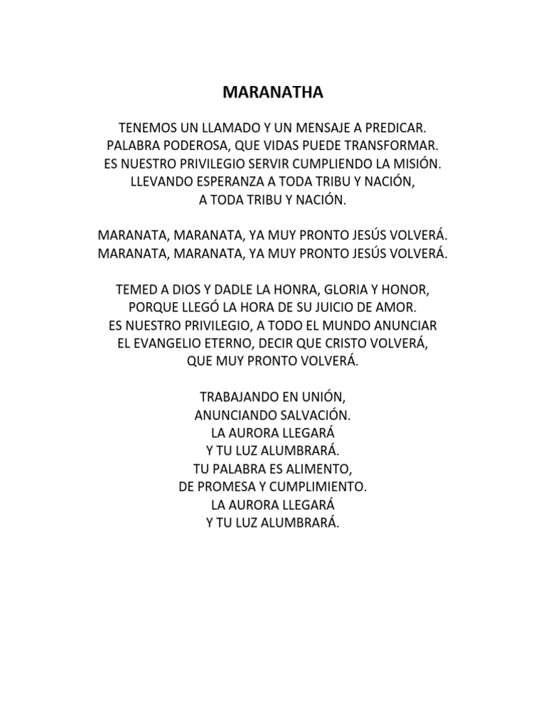 Maranatha JA 2024 LETRA | PDF