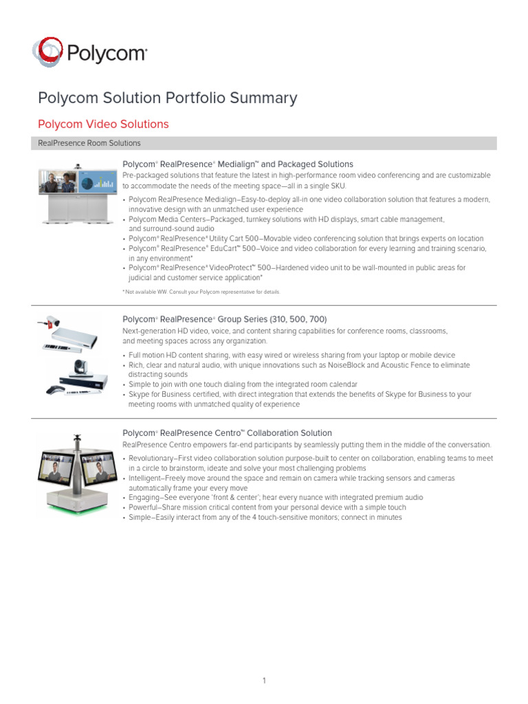 Polycom Solutions Product Portfolio BR Enus | PDF | Videotelephony ...