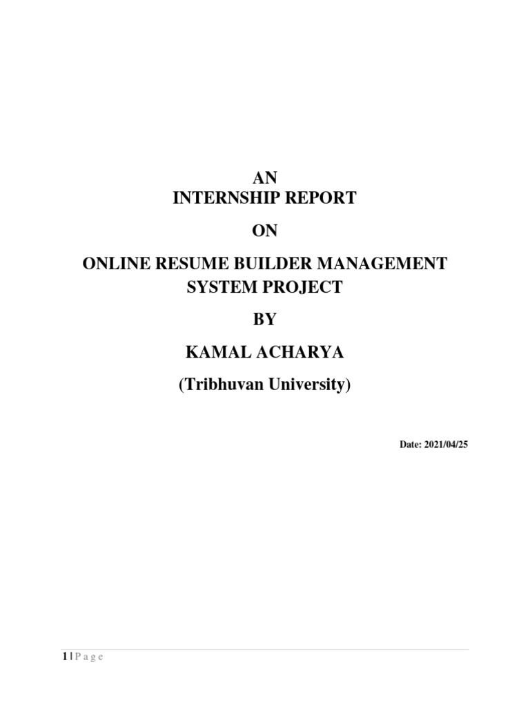 Online Resume Builder Management System Project Report | Download Free PDF | Use Case | Computer ...