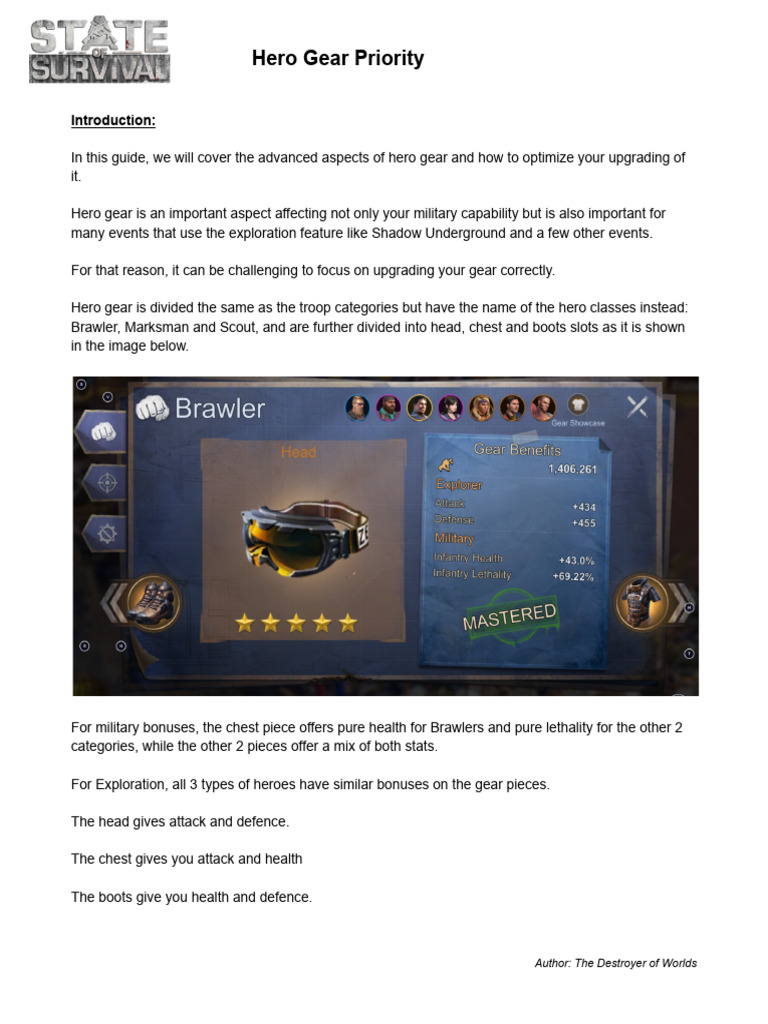 Hero Gear Priority Medium State of Survival | PDF | History