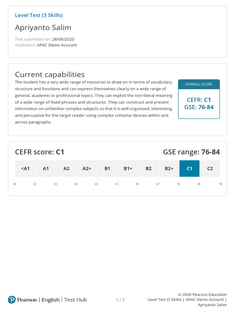 Sample Report of LEVEL TEST | PDF | Applied Linguistics | Language ...