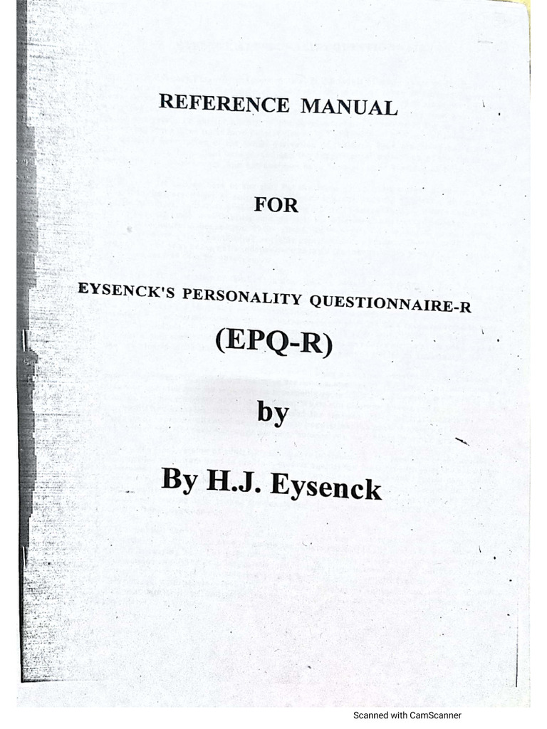 Personality Manual EPQ | PDF