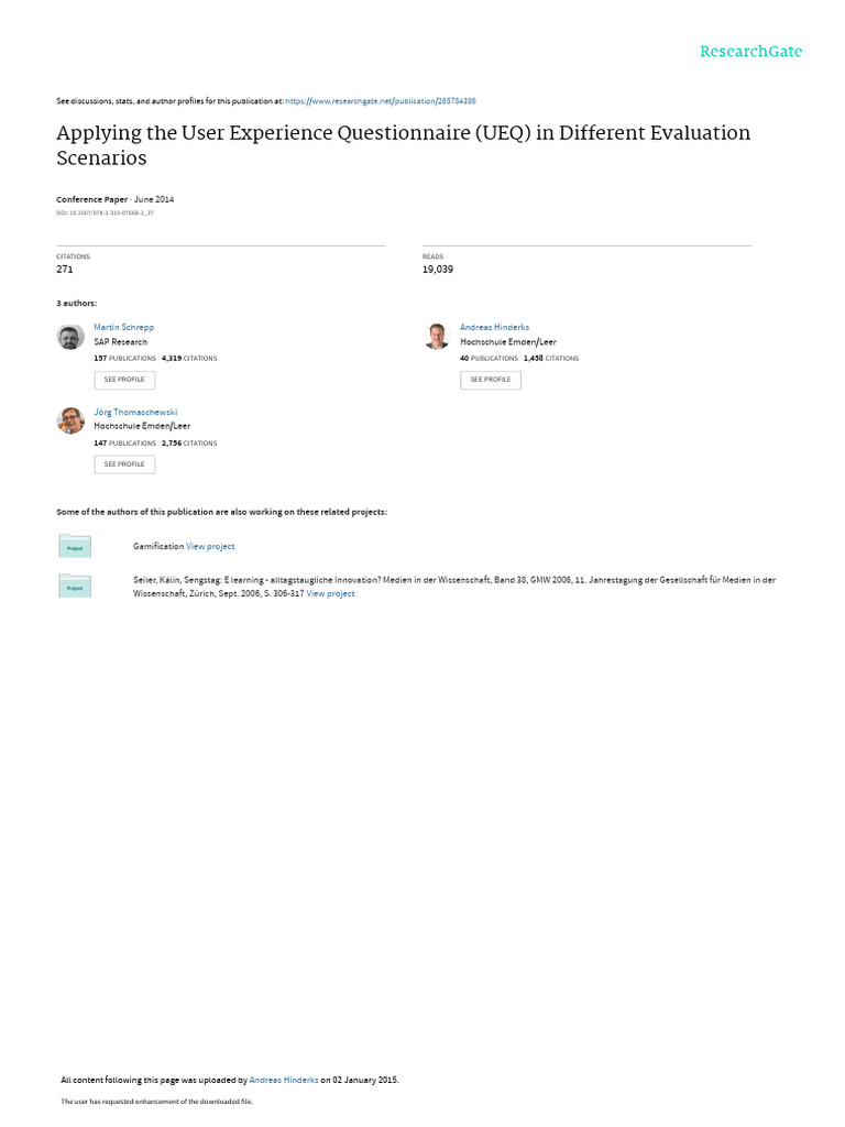 User Experience Questionnaire Use | PDF | User Experience | Usability