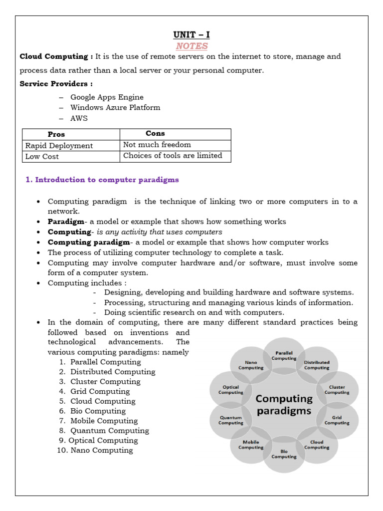 CC_UNIT-1_Material | PDF | Cloud Computing | Software As A Service CC_UNIT-1_Material | PDF | Cloud Computing | Software As A Service