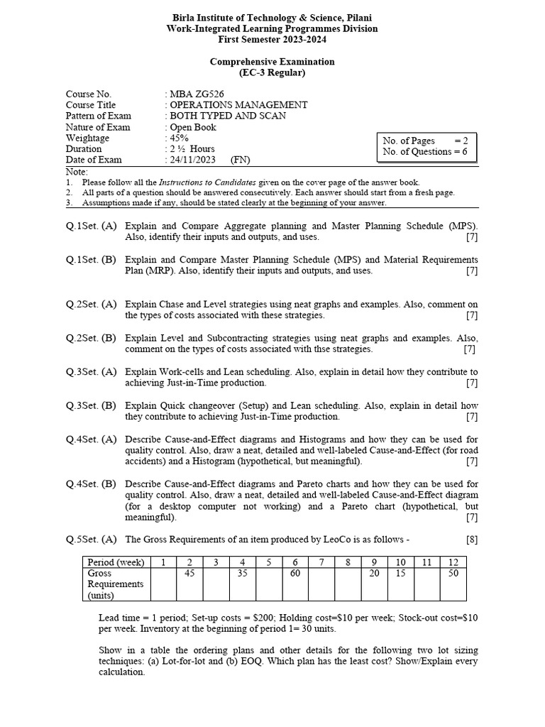 Mba ZG526 Ec-3r First Sem 2023-2024 | PDF | Technology & Engineering