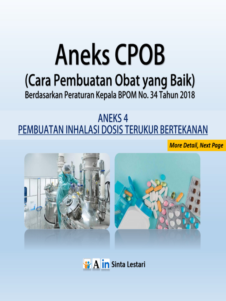 ANEKS 4 Pembuatan Inhalasi Dosis Terukur Bertekanan CPOB | PDF | Griya & Taman | Sains & Matematika