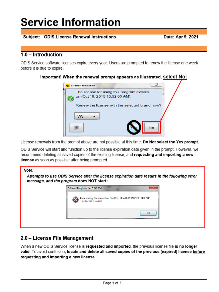 ODIS License Renewal Guide | PDF | Computer File | License