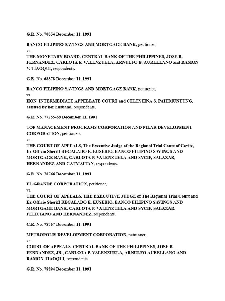 Banco Filipino v. Monetary Board (Full Text) | PDF | Liquidation ...
