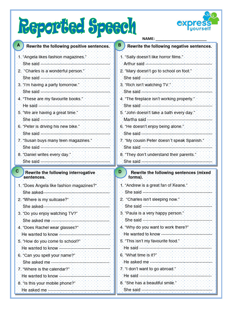 Mixed Reported - Speech (Practice) | PDF