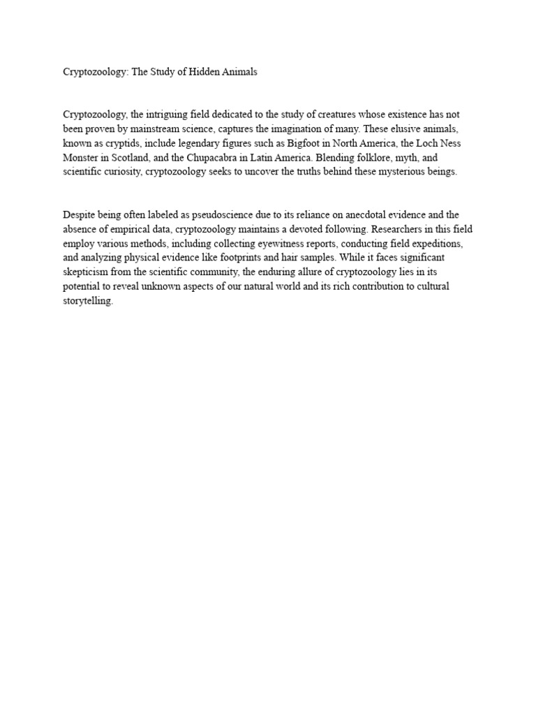 Cryptozoology The Study of Hidden Animals | PDF | Science & Mathematics ...