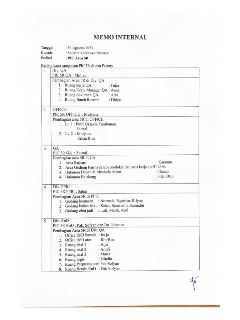 MEMO INTERNAL Pic 5R | PDF