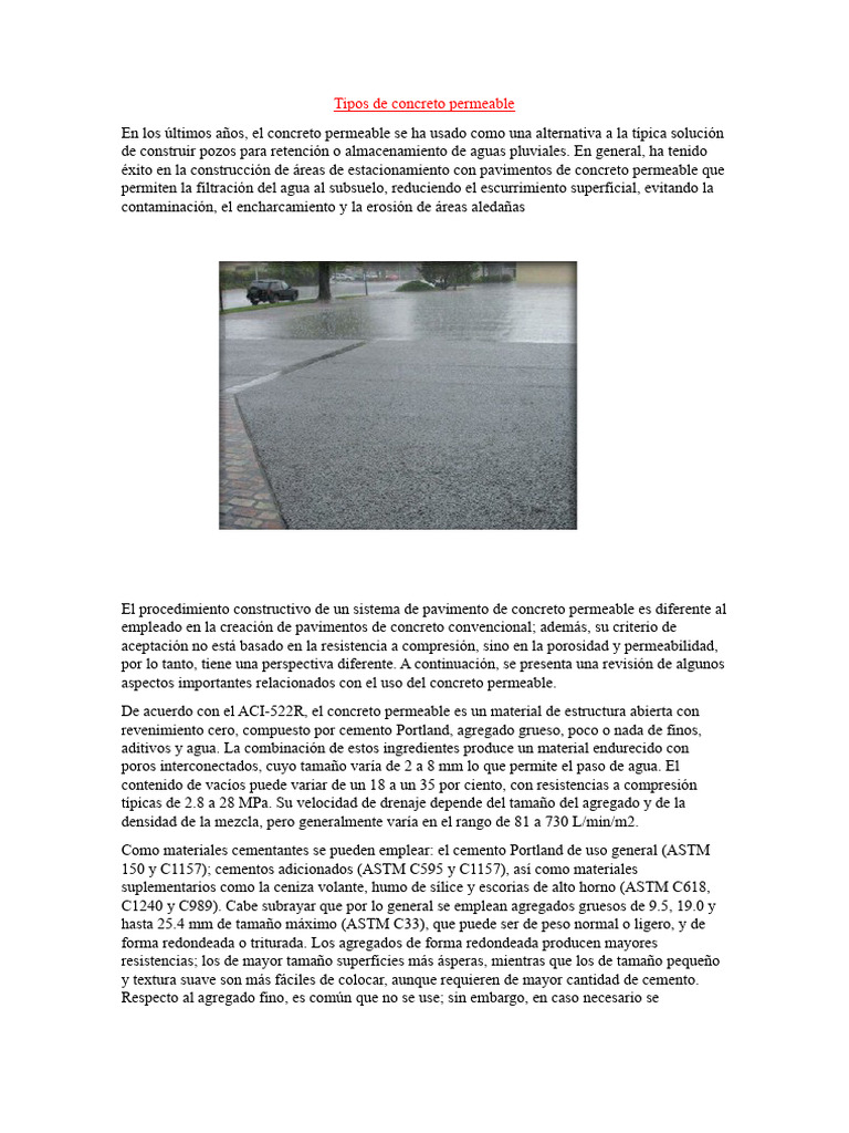 concreto permeable | PDF | Hormigón | Cemento