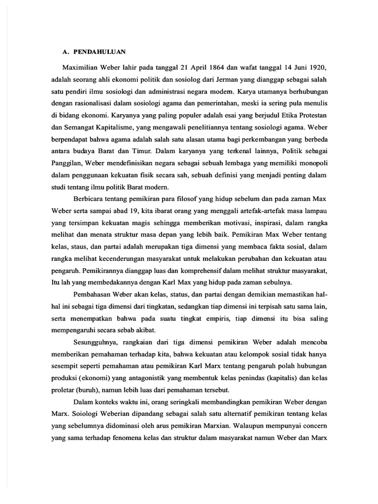 PDF Teori Dan Pemikiran Max Weber Compress | PDF