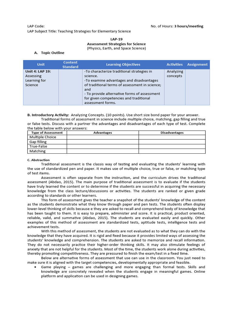 LAP 19 Teaching Strategies | PDF | Educational Assessment | Multiple Choice