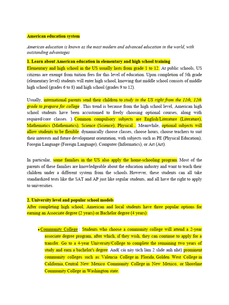 Overview of the American Education System | PDF | Master's Degree | Schools
