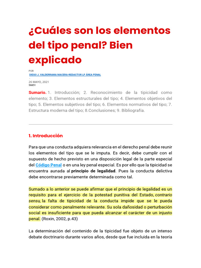 Cuáles Son Los Elementos Del Tipo Penal | PDF | Derecho penal | Ley común