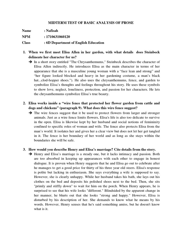 Analyzing Elisa Allen in Steinbeck's Prose | PDF