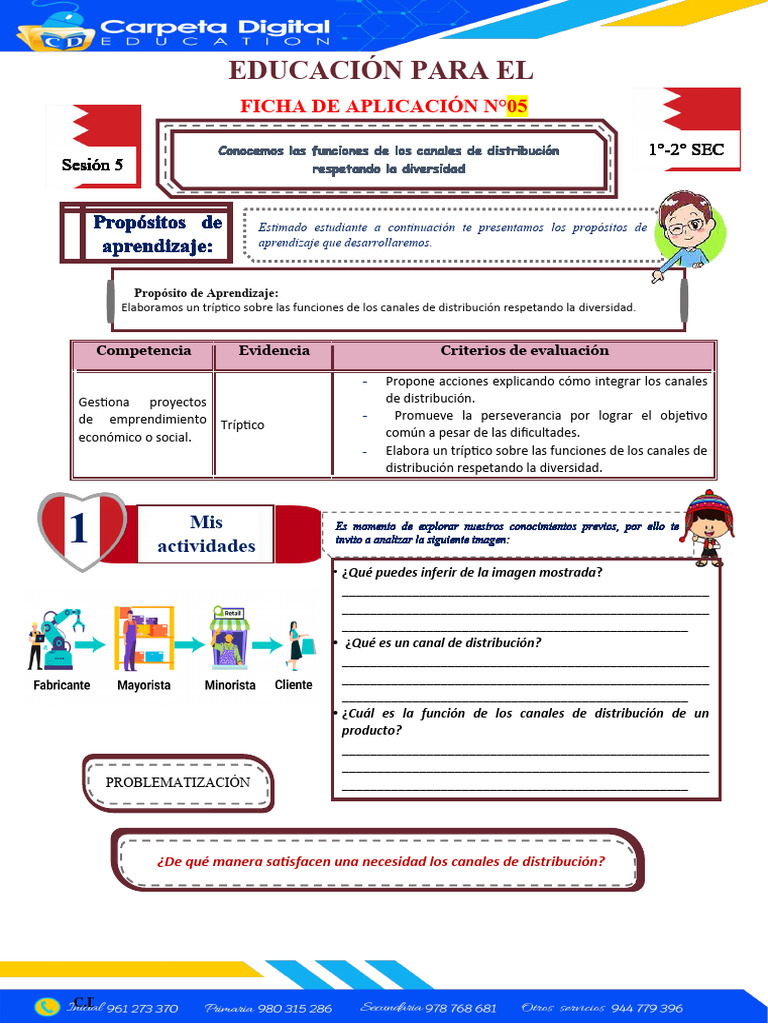 1°-2° Ficha de Aplicación-Sesión5-Sem.5-Exp.4-Educacion para El Trabajo | Descargar gratis PDF ...