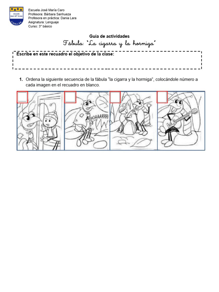 Actividades Fabula La Cigarra y La Hormiga | PDF | Lingüística
