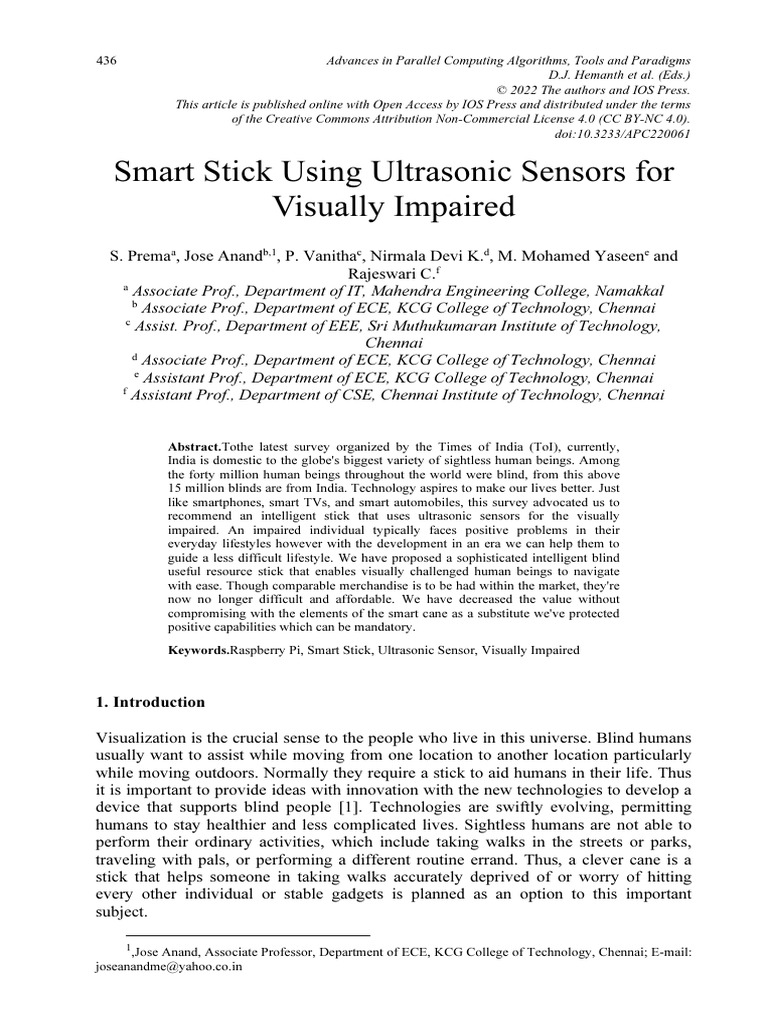 Smart Stick Using Ultrasonic Sensors For Visually | PDF | Visual ...
