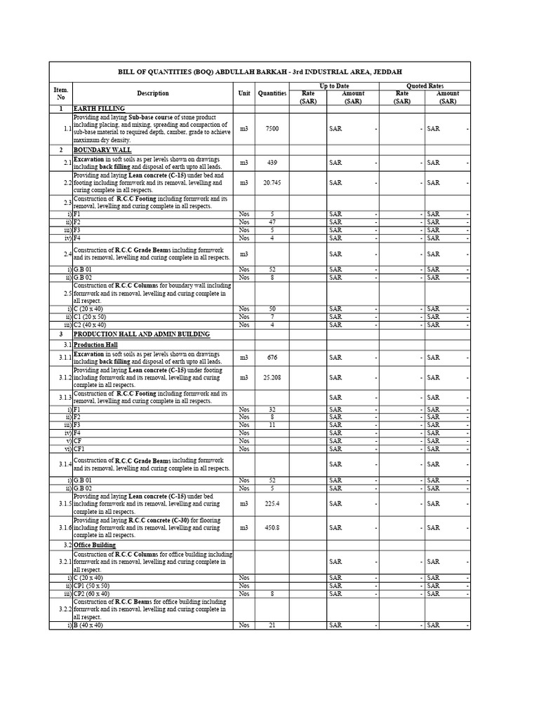 BOQ A-B-S | PDF | Masonry | Concrete