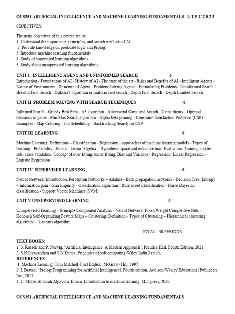 Ai Syllabus | PDF | Machine Learning | Artificial Intelligence Ai Syllabus | PDF | Machine Learning | Artificial Intelligence