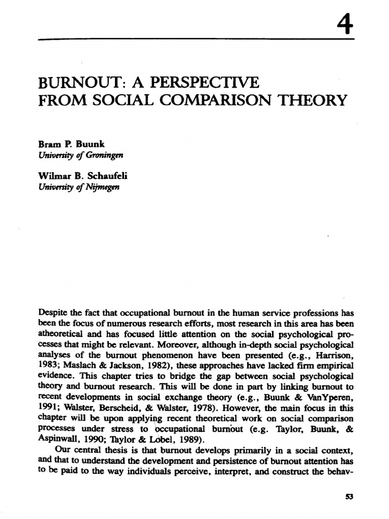 Buunk y Shaufeli Modelo de Comparacion Social | PDF