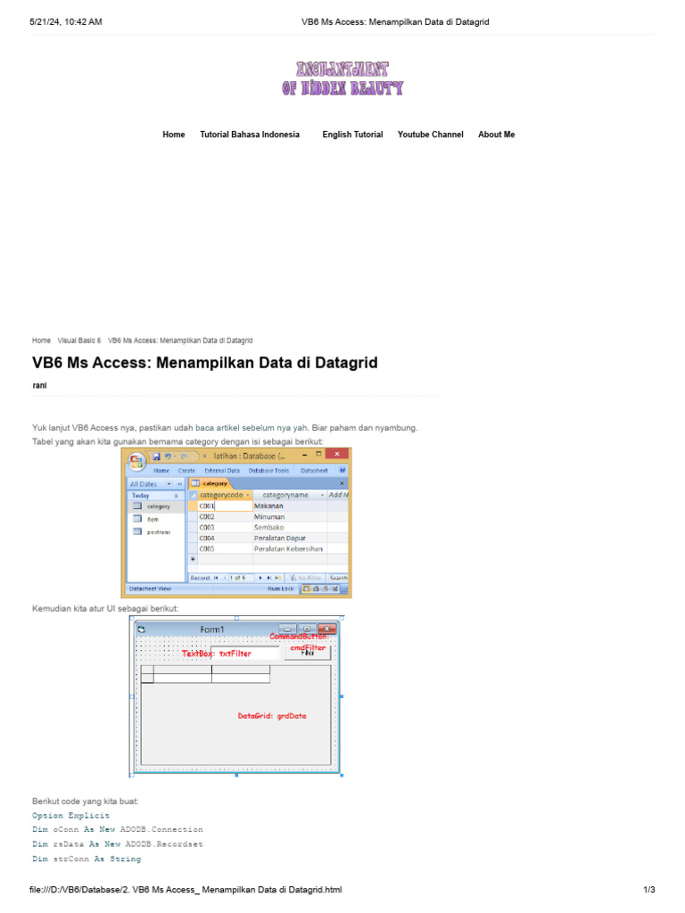 VB6 Ms Access - Menampilkan Data Di Datagrid | PDF