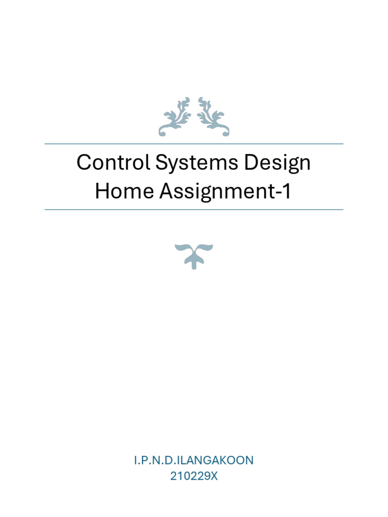 Control Systems - Assignment | PDF | Heat | Transport Phenomena
