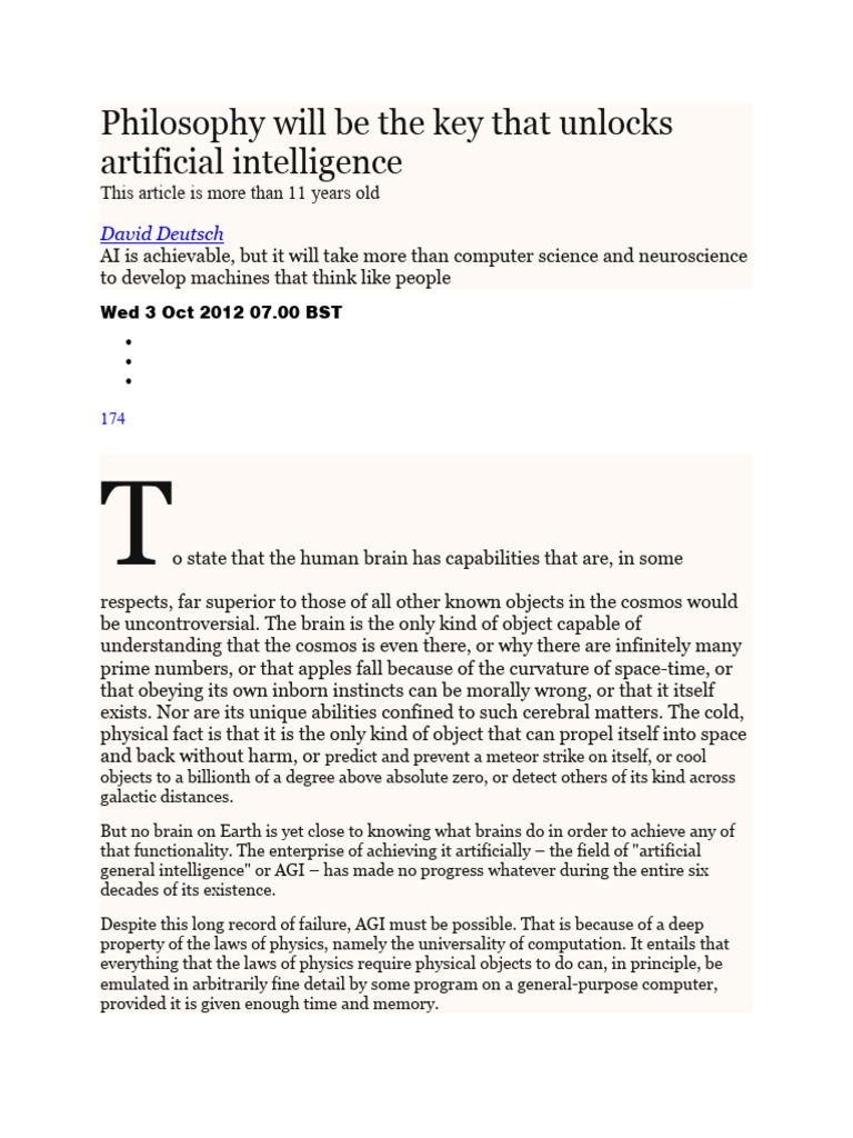 Philosophy Will Be The Key That Unlocks Artificial Intelligence | PDF ...