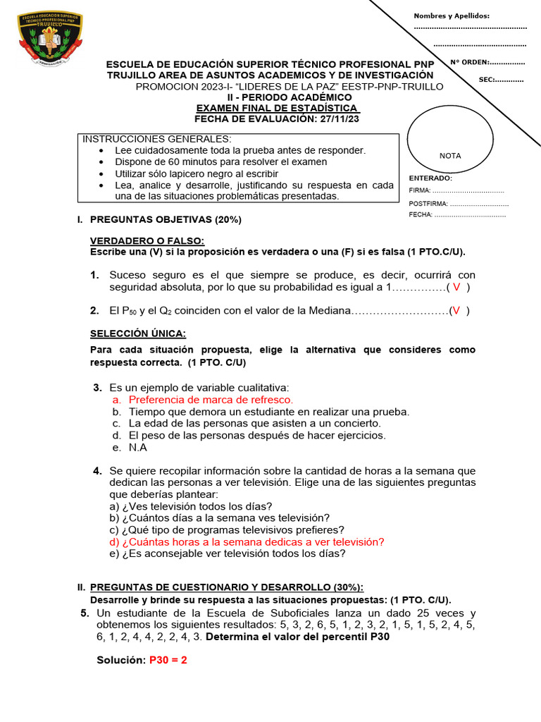 Solucionario Práctica Final | PDF