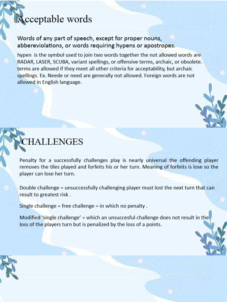 Acceptable Words and Challenge Rules | PDF