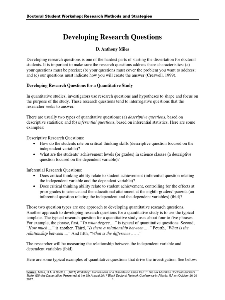 Miles 2018 Developing Research Questions | PDF | Qualitative Research ...