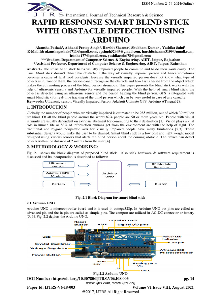 Rapid Response Smart Blind Stick With Ob | Download Free PDF | Global Positioning System | Arduino