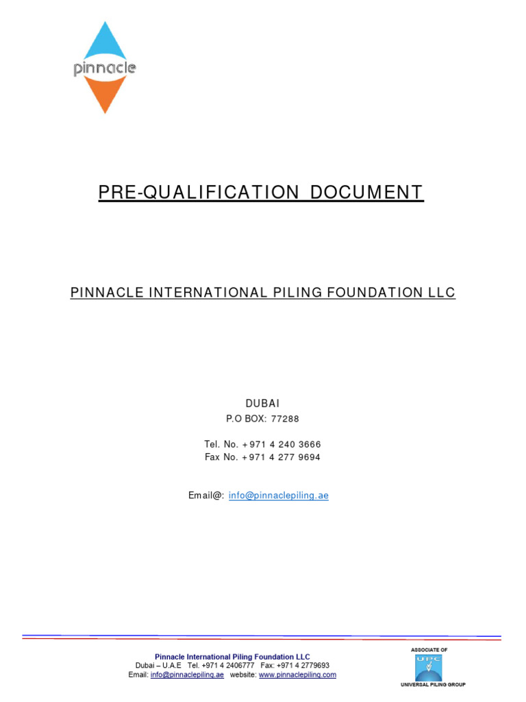 PQ of Pinnacle Piling International Foundation LLC - Final | PDF ...
