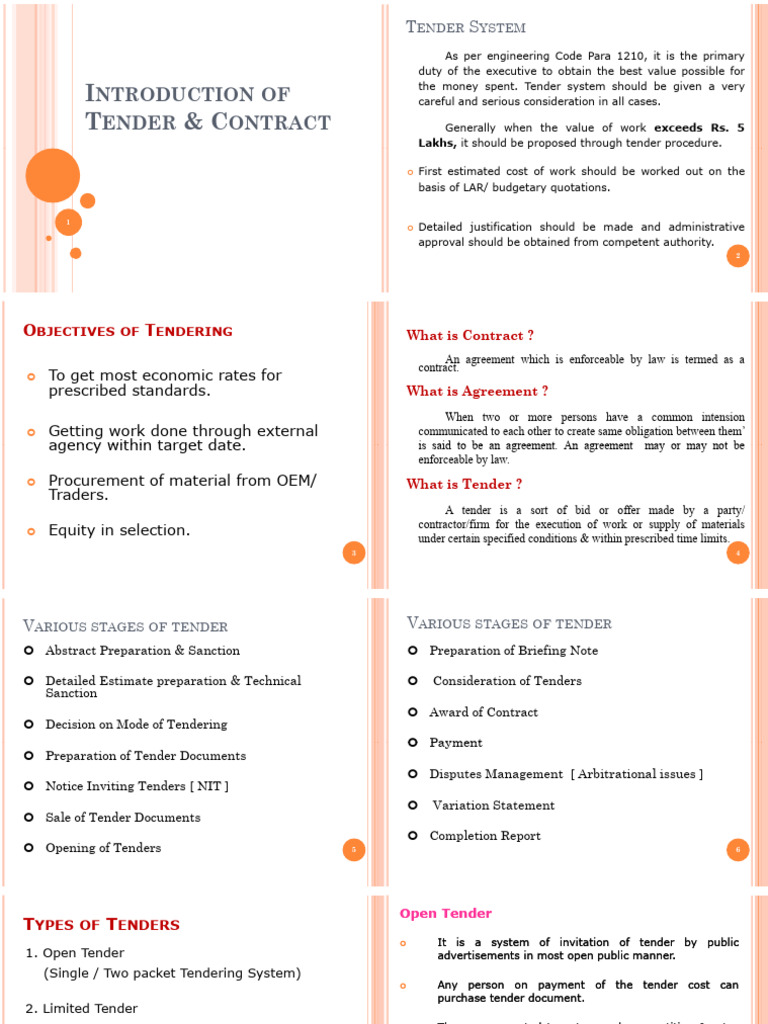 Tender and Contracts | PDF | Government Procurement In The United States